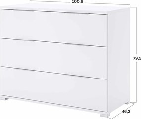 Komoda 3šx Super Mat Bílá Barton