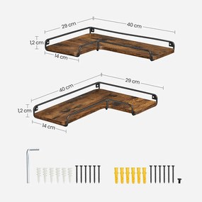 Rohová police ve tvaru L, sada 2 ks