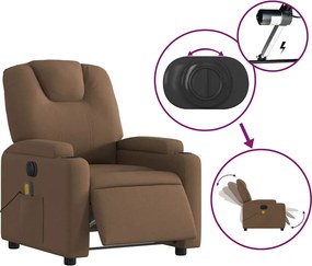 Elektrické masážní polohovací křeslo hnědé textil 3204360