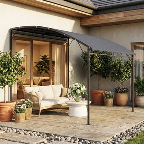 Přistavená pergola s kovovým rámem Střecha, nástěnný přístřešek pavilonu odolný proti povětrnostním vlivům 2,86 x 3,84 x 2,52 m Šedá barva