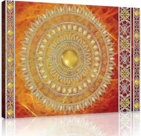 Obraz 80x60 Zlatá Mandala Harmonie v kole Nástěnná dekorace do obývacího pokoje