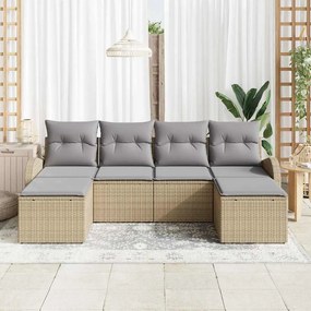 Set pohovek 6 ks Beige a světle šedá polyratan 3354819
