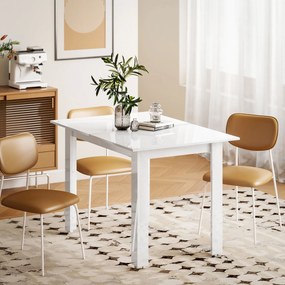 HOMCOM Rozkládací jídelní stůl, 120-160 x 70 cm, nastavitelný kuchyňský stůl pro 4-6 osob, MDF, vysoký lesk bílá