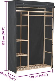 Šatní skříň šedá 110 x 40 x 170 cm textil 248189