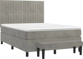 Box spring postel s matrací světle šedá 140x200 cm samet 3137965