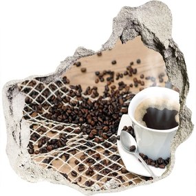 Wallmuralia Nálepka 3D díra Káva a zrnka kávy 75x75 cm