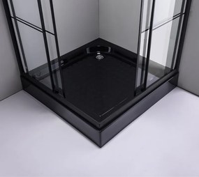 BPS-koupelny Čtvercový sprchový kout BL32B 90x90 černá/transparent + vanička SXL02B BL černá