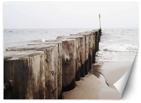 Fototapeta, Mořská pláž vlnolam krajina - 150x105 cm