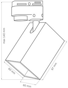Bodové svítidlo do lištového systému SQUARE 3xGU10/10W/230V + 1 m lištový systém