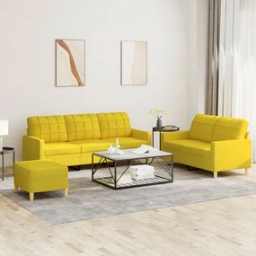 3dílná sedací souprava s poduškami světle žlutá textil 3201319