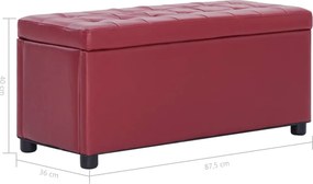 Taburet s úložným prostorem 87,5 cm vínový umělá kůže 281374