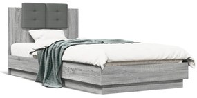 vidaXL Rám postele s čelem šedý sonoma 90 x 200 cm kompozitní dřevo
