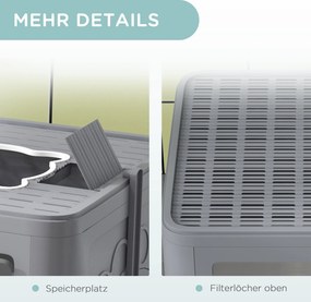 Podestýlka PawHut s víkem a lopatkou Podestýlka do 4 kg, vnitřní, plast, šedá, 48,5x38x36,5 cm| Aosom