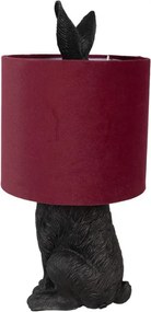 Černá stolní lampa králík s vínovým stínidlem Konijn – 20x43 cm