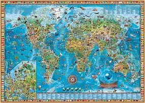 HEYE Puzzle Map Art: Úžasný svět / 2000 dílků / 97 × 69 cm