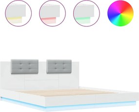 Rám postele s čelem a LED osvětlením bílý 200 x 200 cm 3209982