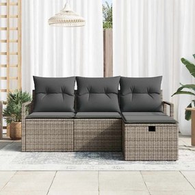 Set pohovek 4 ks 4-Počet míst Šedá polyratan 3359148