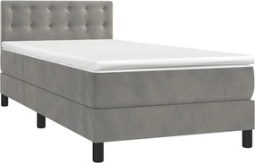 Box spring postel s matrací světle šedá 80 x 200 cm samet 3141509