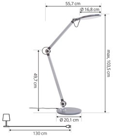 Stolní lampa LED Lindby Nyxaris, CCT, šedá