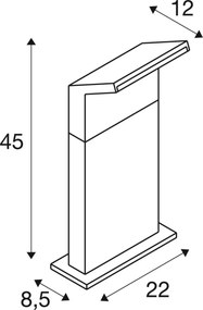LA 1008725 ORDI II POLE 45, volně stojící svítidlo, úhlové, 2200/3000 K, IP65, černé - BIG WHITE (SLV)