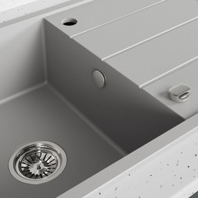 Laveo Wolin, 1-komorový granitový dřez 780x480x185 mm, šedá, LAV-SPW_511T
