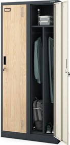 Zaměstnanecká skříňka čtyřkomorová antracitová/dub sonoma, 800x1800x500 mm: KACPER Eco Design