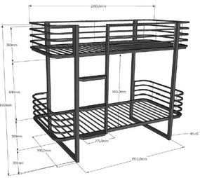 Bílá kovová patrová dětská postel s roštem 90x200 cm Oscar – Vipack