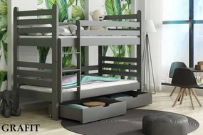 Patrová postel z masivu PATRYK  90x200 cm s úložným prostorem- GRAFIT