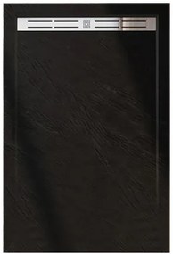 CERANO - Sprchová vanička obdélníková Docia - sifon + nerezový kryt - černá matná - 120x80 cm