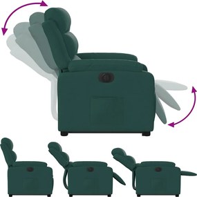 Elektrické zvedací polohovací křeslo tmavě zelené textil 3205010