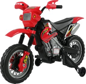 HOMCOM Dobíjecí elektrická motorka pro děti 6V od 3 let s nabíječkou a podpůrnými koly 102x53x66 cm Červená | Aosom
