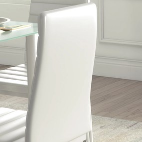 HOMCOM 5-dílná jídelní souprava, jídelní stůl se 4 židlemi, kuchyňský stůl se skleněnou deskou, jídelní skupina, jídelní nábytek, jídelní set pro kuc…