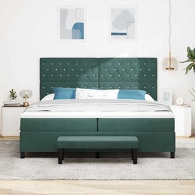 Postel s boxspringem s čelo Tmavě zelená 200 x 200 cm samet 3344471