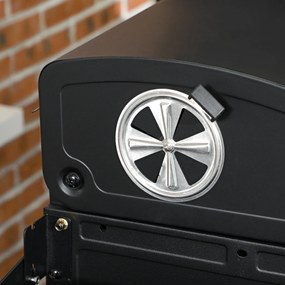 Outsunny plynový grilovací vozík 2+1 hořák s teploměrem 3kW BBQ gril na dřevěné uhlí s odkládací plochou Boční odkládací plocha Háček pro kempování Č…