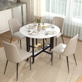 HOMCOM skládací jídelní stůl na kolečkách, kuchyňský stůl pro 4 osoby s integrovanou odkládací plochou, 100 x 75 cm, bílý