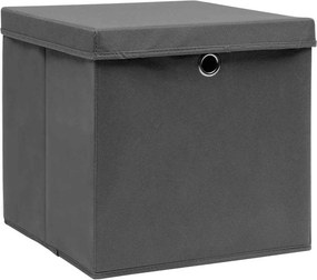 Úložné boxy s víky 4 ks 28 x 28 x 28 cm šedé 325192