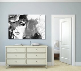 Obraz černobílý portrét ženy - 60x40 cm