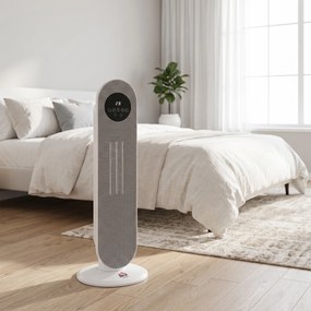 HOMCOM Topný ventilátor 2000W, PTC keramické elektrické topení s dálkovým ovládáním, oscilace, 12h časovač
