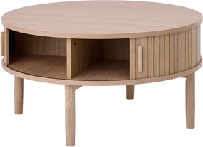 Kulatý konferenční stolek v dekoru dubu ve světle přírodní barvě ø 85 cm Meta – Unique Furniture