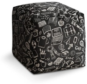 Sablio Taburet Cube Černobílá škola: 40x40x40 cm