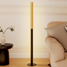 Costway Bambusová stojací lampa stmívatelná LED rohová lampa s nožním spínačem