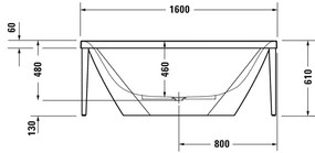 Duravit XViu - Vana s kovovým podstavcem, Bílá 700444000B10000