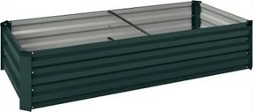 Outsunny obdélníkový květináč zahradní vyvýšený záhon z galvanizované oceli s bezpečnostním okrajem a otevřenou půdou 150x70x30cm zelený