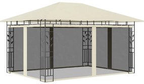 vidaXL Marketos Altán s moskytiérou a světelnými LED řetězy 4x3x2,73 m krémový