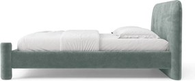 Světle modrá čalouněná dvoulůžková postel s roštem 140x200 cm Vera – Micadoni
