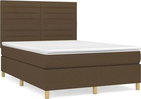 Box spring postel s matrací tmavě hnědá 140x200 cm textil 3142420
