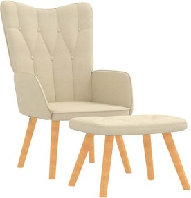 Relaxační křeslo se stoličkou krémové textil 327536