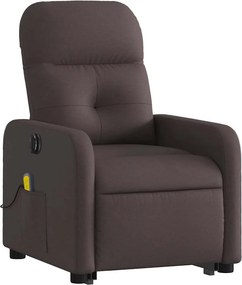 Elektrické zvedací masážní polohovací křeslo tmavě hnědé textil 3206827