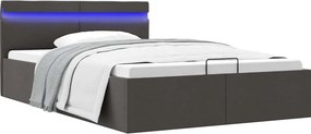 Rám postele s úložným prostorem LED tmavě šedý textil 140x200cm 285603