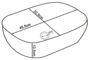 BPS-koupelny Keramické umyvadlo na desku HYD-MO-WH-MOD2-455 44,5x32,5 cm, bílé/zlatý dekor